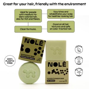 NOLE CARE Shampoo and Conditioner Bar Set, Rosemary Mint with Batana Oil - Rice Protein Shampoo Bar, Anti Dandruff Shampoo Bar Sulfate Free, Sustainable, 100% Plastic Free Packaging, 5.12 oz