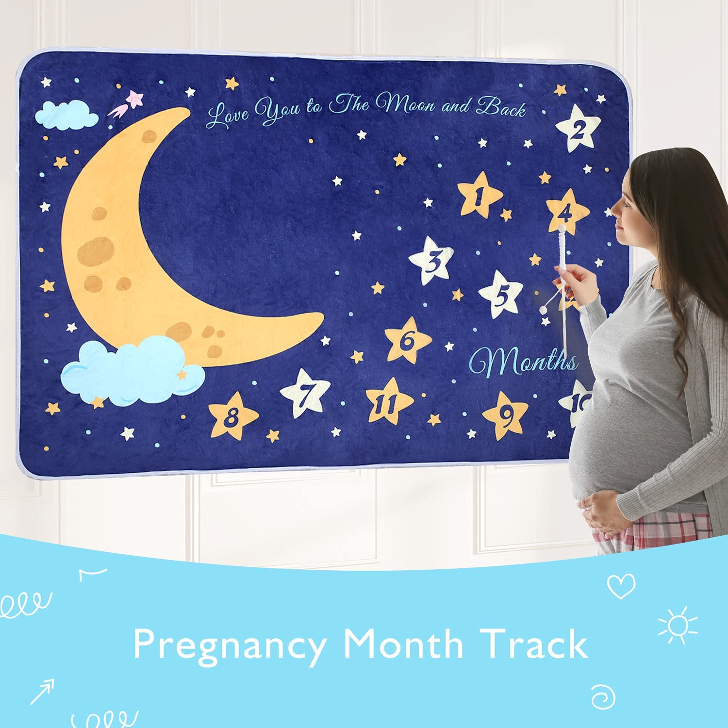 Baby Monthly Milestone Blanket Boys & Girls, 60" x 40" Soft Premium Flannel Personized Baby Receiving Blanket for Nuersery Decor Unisex, Gender Neutral Baby Stuff, for Newborn Girl