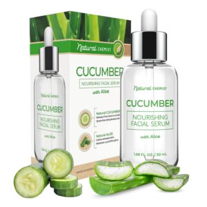 natural chemist cucumber & aloe face serum - dermatologist tested, hydrates & moisturizes dry skin, reduces redness, soothing, anti-aging, cruelty free korean skin care for all skin types - 1.69 oz