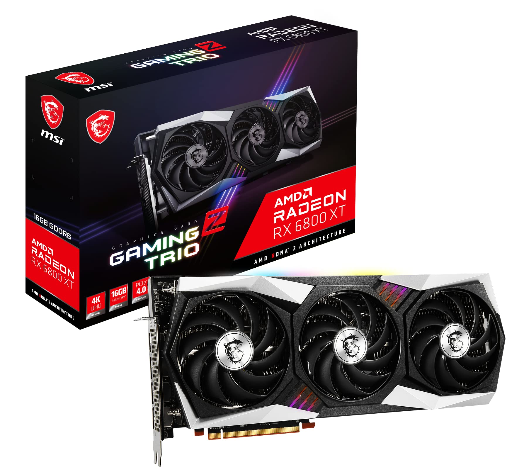 MSI Gaming AMD Radeon RX 6800 XT 16GB GDRR6 256-bit HDMI/DP 2310 MHz Boost Clock RDNA 2 OC Graphics Card (RX 6800 XT Gaming Z Trio 16G)