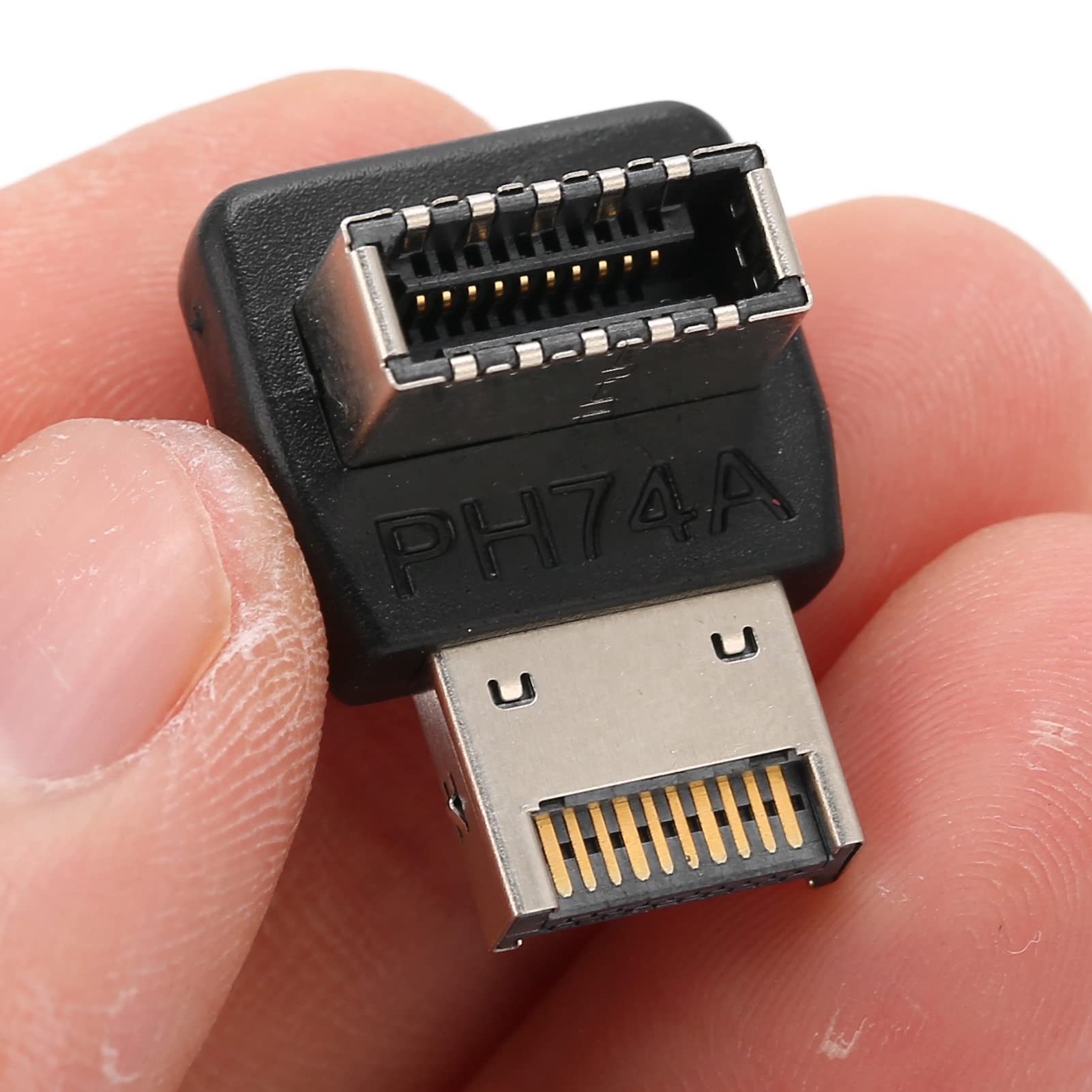 Right Angle USB Type E Adapter, Front Panel Header Male to Female USB 3.2/20Gbps 3.1/10Gbps for USB C Header Motherboard(PH74A)