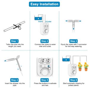 Potted Drip Irrigation Kit, Automatic Watering,Tiny DIY Drip Kit with 30-Day Programmable Water Timer ,LED Display, USB Type-c Cable Input,Suitable for Indoor Greenhouse Plants and Flowers