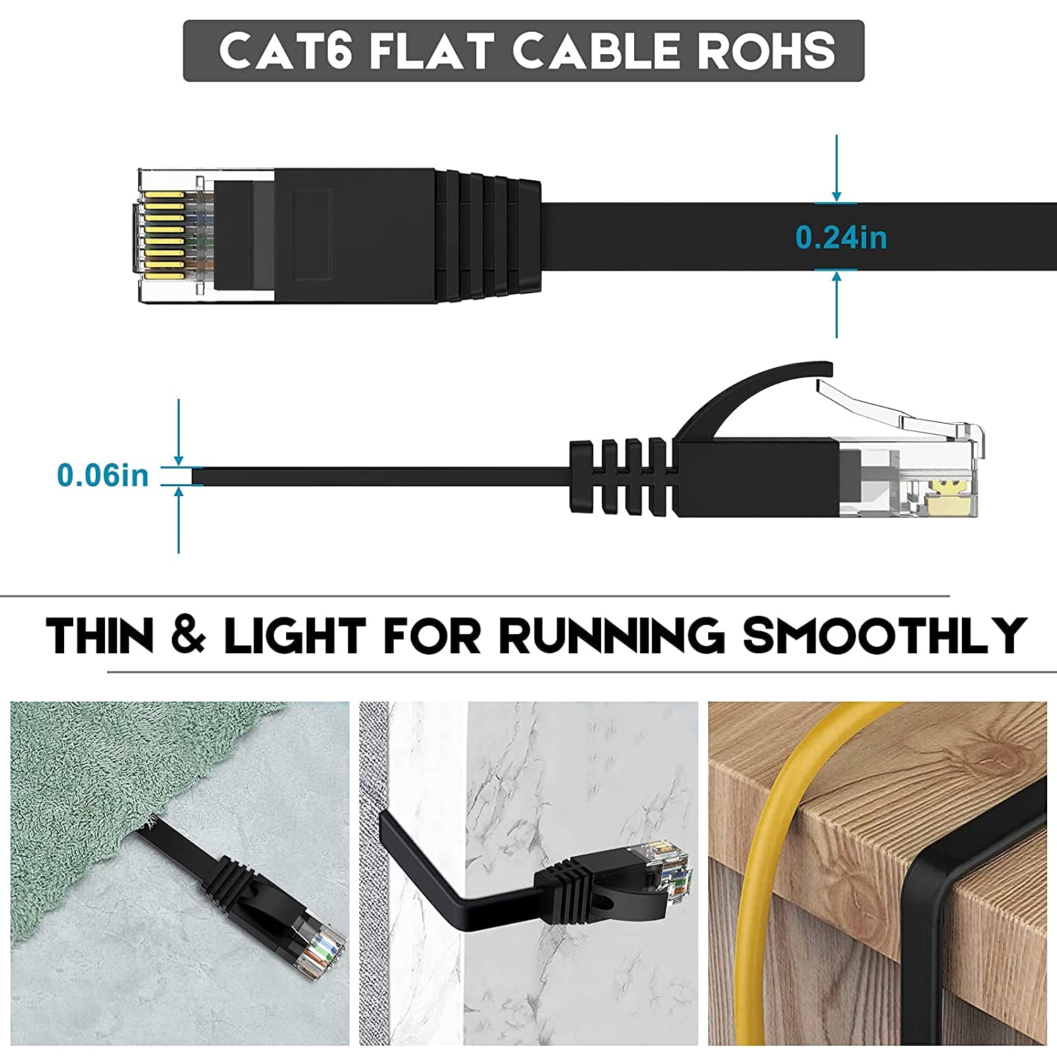 HEPUHTO Cat 6 Ethernet Cable 100 ft, Outdoor&Indoor Internet Network LAN Patch Cords, Solid High Speed Network Cable with Clips & RJ45 for Router, Modem, PS4/5, Xbox, Gaming, White