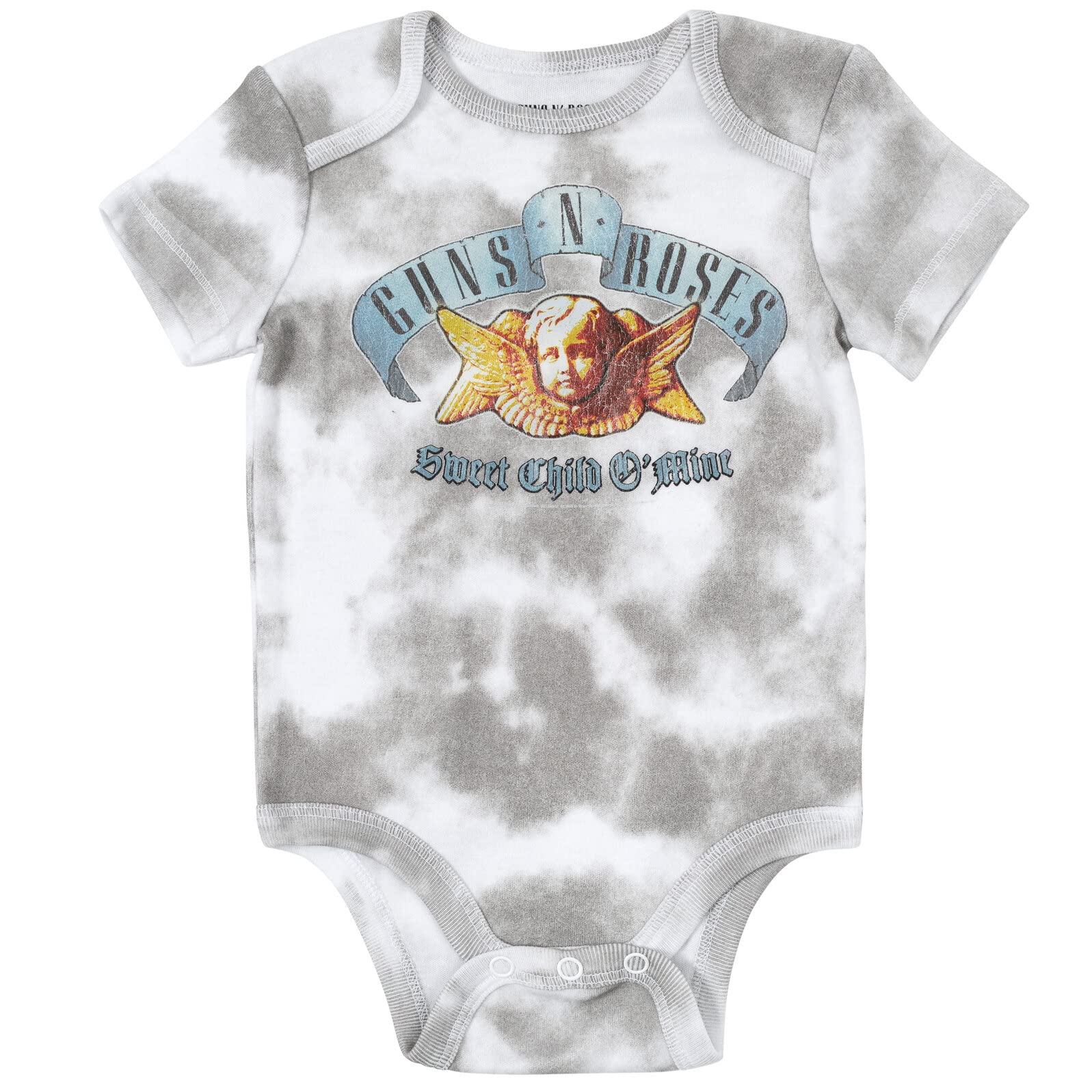 Guns N' Roses Baby Boys 3 Pack Raglan/Tie Dye Baby Short Sleeve Bodysuits black/white 3-6 Months