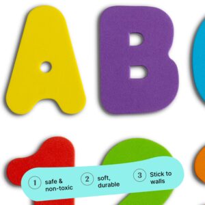 Toddlers ABC Bath Toys - Premium Eva Foam Floating Alphabet and Numbers with 5 Animal Characters - 6 Vibrant Colors of Caps and Lowercase Letters - Colorful Water Learning Playtoys for Kids | 77 Pack