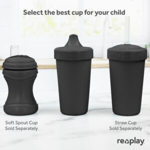 Re-Play Made in USA 10 Oz. Sippy Cups for Toddlers, Pack of 1 - Reusable Spill Proof Cups for Kids, Dishwasher/Microwave Safe - Hard Spout Sippy Cups for Toddlers 3.13" x 6.25", Black