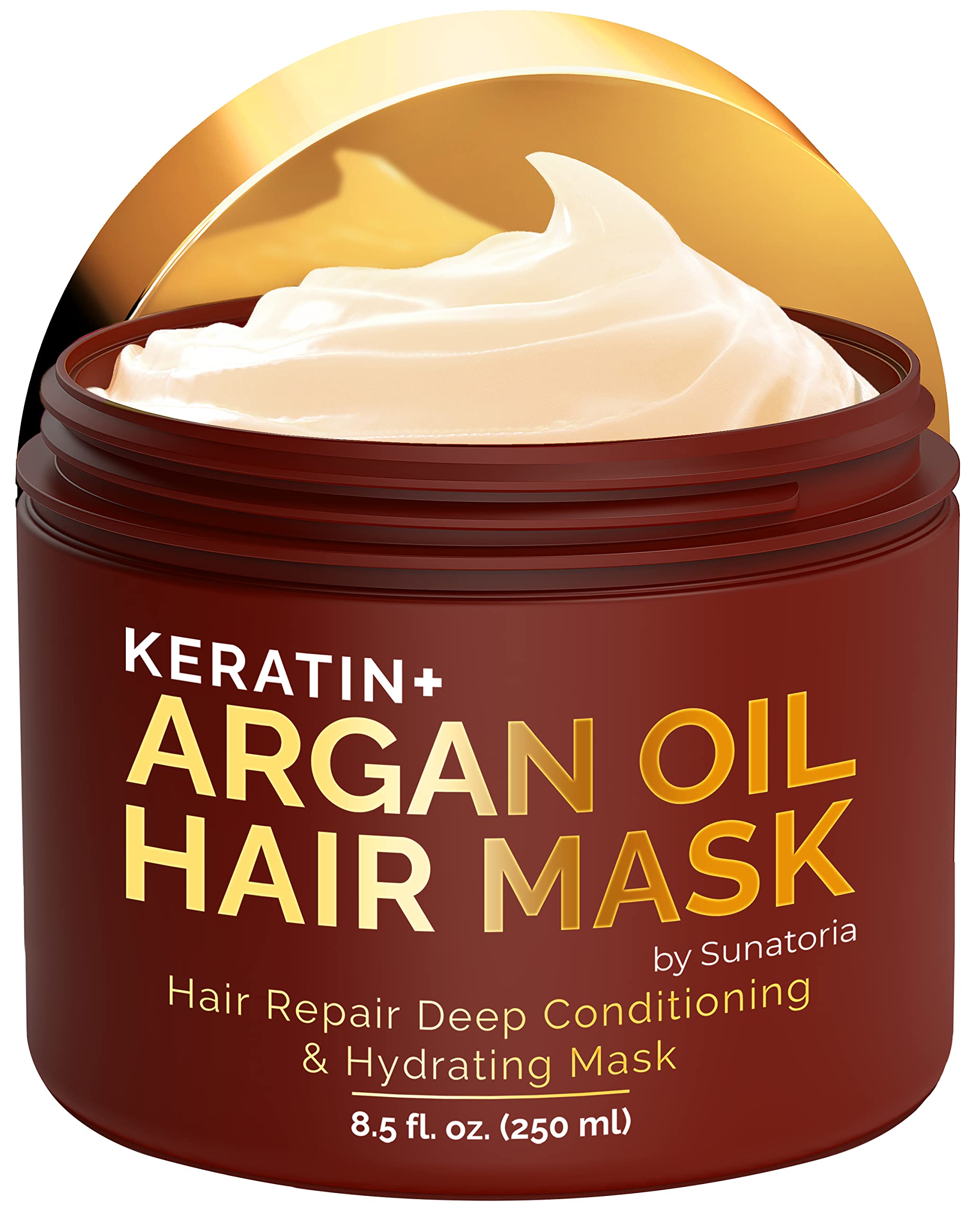 SUNATORIA Hair Mask with Keratin & Argan Oil - Conditioner for Dry, Damaged, Frizzy Hair & Split Ends - Hair Treatment Serum for Hair Repair & Hydrating - 8.5 Fl Oz