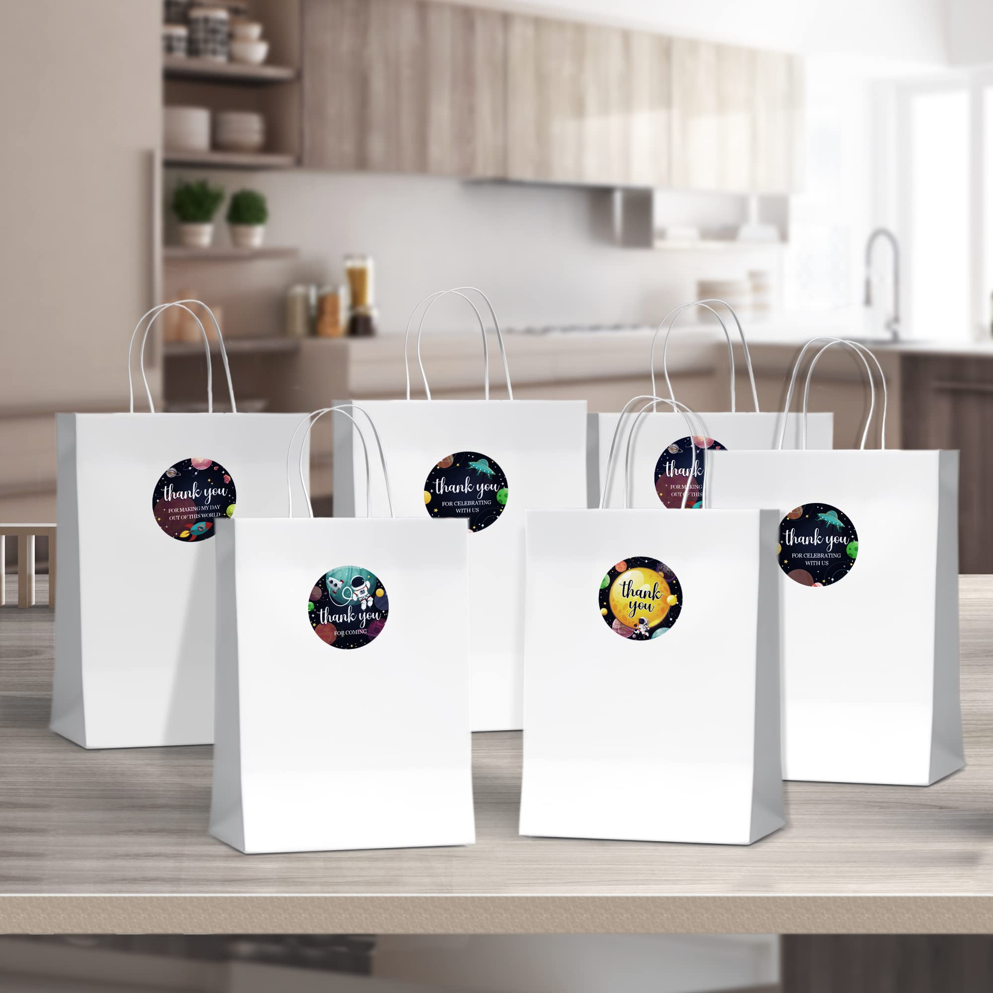 80 Space Thank You Stickers, Rocket Outer Space Astronaut Stickers, Perfect for Kids Baby Shower Birthday Party Favors (2 Inch)