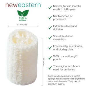 NewEastern Natural Turkish Loofah Sponge, Exfoliating Body Scrubber (5.9", 3 Pack)