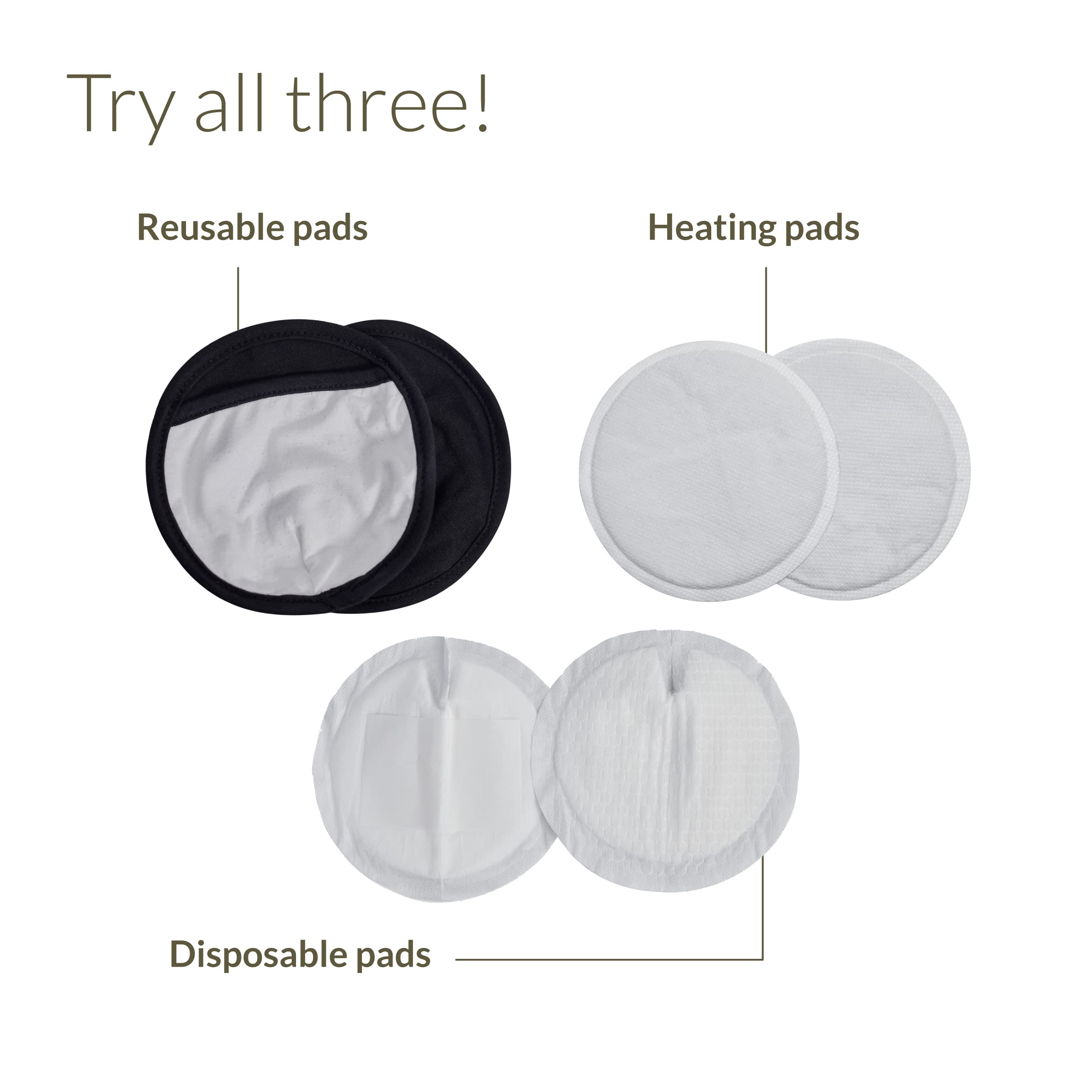 Kiinde Expressions Breast Pads Starter Pack | Disposable Nursing Pads and Reusable Nursing Pads with Heating Pads for Postpartum Nipple Relief and Overnight Protection for Mom