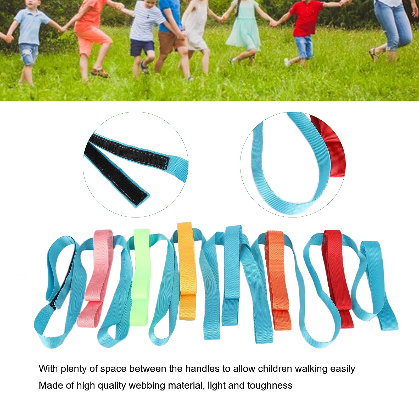 Walking Rope, Baby Kids Walking Rope Anti‑lost Colorful Handles Safety Harnesses Leashes Safety Line Rope for Preschool Daycare Walking Harness Child Leash Wrist Leash Harness Walking Leash