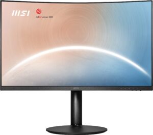 msi modern md271cp, 27" monitor, 1920 x 1080 (fhd), curved va, 75hz, tuv certified eyesight protection, 4ms, hdmi, displayport, usb c, tilt, swivel, height adjustable, pivot,black