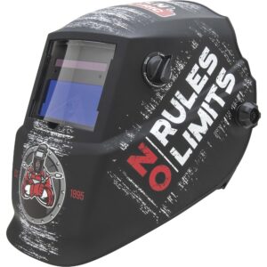 lincoln electric no rules no limits welding helmet k4983-1, auto darkening, lightweight weld headgear, shade 7-13, grind mode, use for stick, tig, pulsed tig, mig, pulsed mig, flux core, gouging