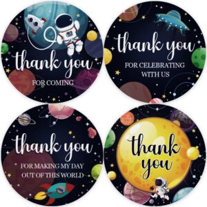 80 space thank you stickers, rocket outer space astronaut stickers, perfect for kids baby shower birthday party favors (2 inch)