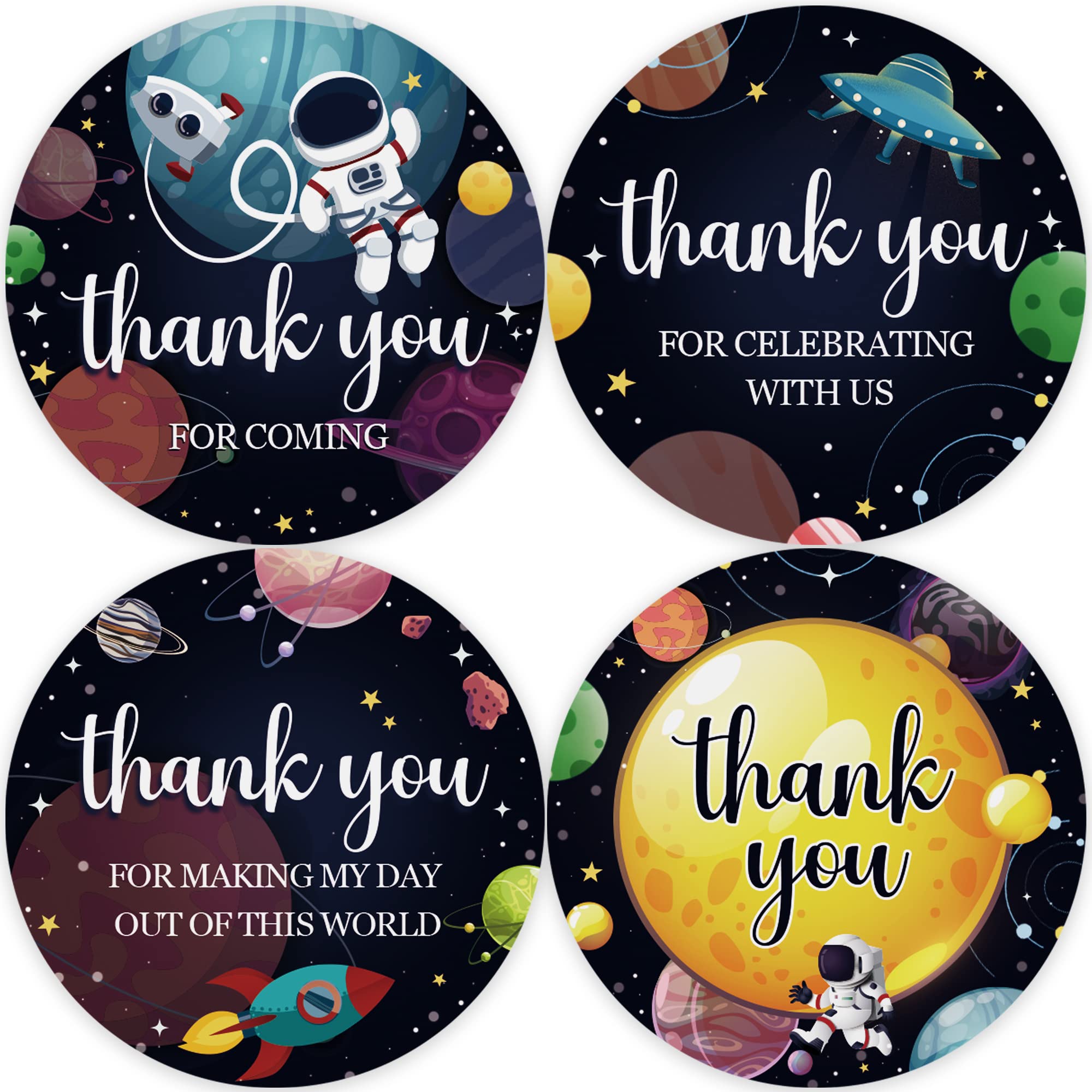 80 Space Thank You Stickers, Rocket Outer Space Astronaut Stickers, Perfect for Kids Baby Shower Birthday Party Favors (2 Inch)