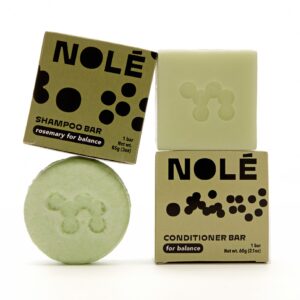 nole care shampoo and conditioner bar set, rosemary mint with batana oil - rice protein shampoo bar, anti dandruff shampoo bar sulfate free, sustainable, 100% plastic free packaging, 5.12 oz