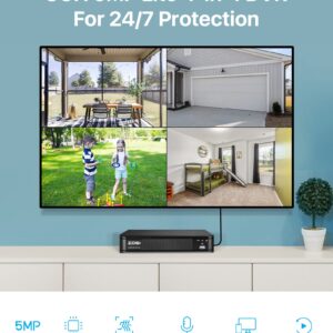 ZOSI C303 Home Outdoor Security Camera System with Audio, 5MP-Lite 8 Channel DVR and 4 x 1080p Weatherproof Camera with Human Detection Alerts, Smart Light & Sound Alarm