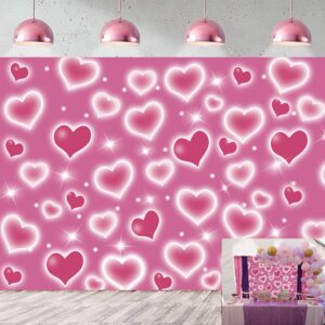 dyang early 2000s pink heart backdrop glitter heart romantic valentine day party photography background baby shower sweet 16 18th 21th 30th female birthday banner decor(7x5ft)