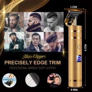 Hair Clippers for Men, Professional Hair Trimmer Set Cordless Barber Clippers Beard Trimmer Hair Cutting Kit Rechargeable T Outliner Shaver Zero Gapped Haircut Grooming Kit Gifts for Men (Yellow)