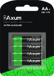 soil axum ultra alkaline aa batteries 4-pack - lr6, 1.5v long lasting power of devices & electronics. affordable value set ideal for household & business, mercury & cadmium free (non-lithium)