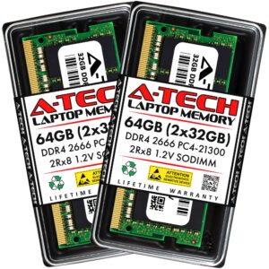 a-tech 64gb (2x32gb) ram for asustor asustor lockerstor 10 as6510t | ddr4 2666mhz pc4-21300 non ecc so-dimm 2rx8 1.2v - laptop & notebook memory upgrade kit