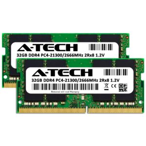 A-Tech 64GB (2x32GB) RAM for ASUSTOR ASUSTOR LOCKERSTOR 10 AS6510T | DDR4 2666MHz PC4-21300 Non ECC SO-DIMM 2Rx8 1.2V - Laptop & Notebook Memory Upgrade Kit