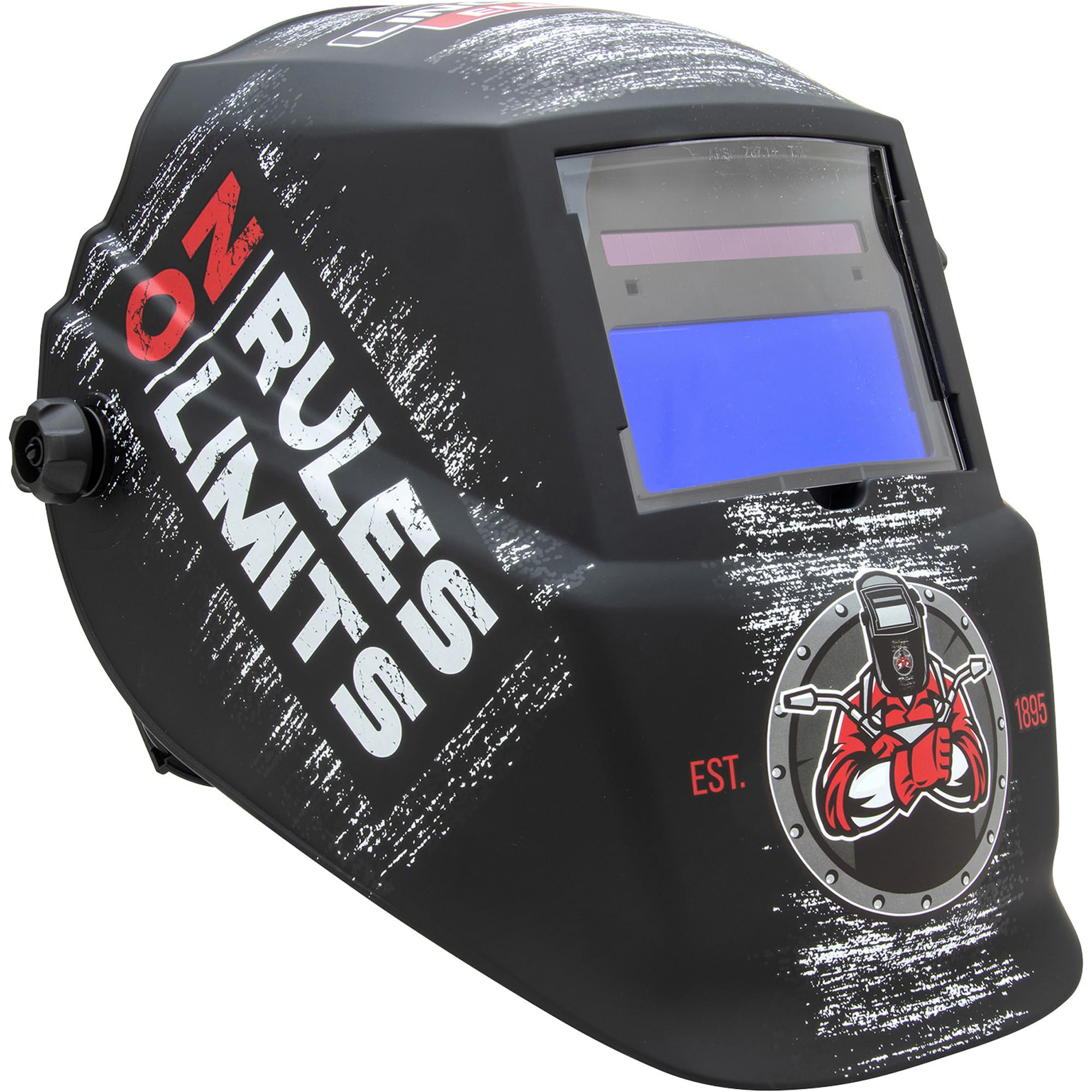 Lincoln Electric No Rules No Limits Welding Helmet K4983-1, Auto Darkening, Lightweight Weld Headgear, Shade 7-13, Grind Mode, Use for Stick, TIG, Pulsed TIG, MIG, Pulsed MIG, Flux Core, Gouging