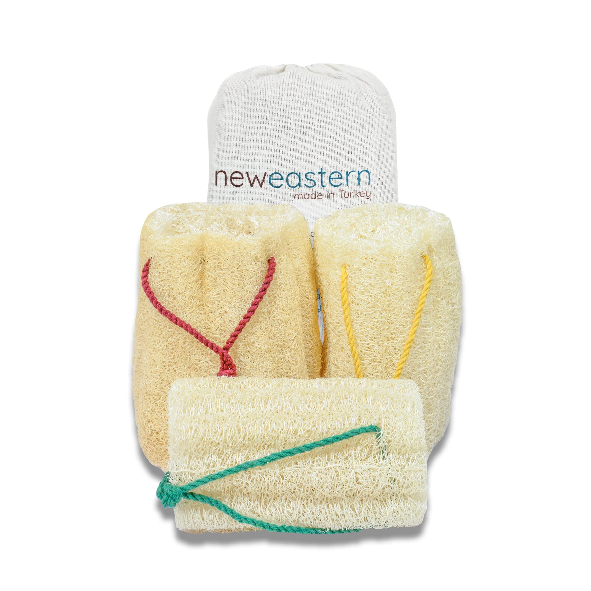 NewEastern Natural Turkish Loofah Sponge, Exfoliating Body Scrubber (5.9", 3 Pack)