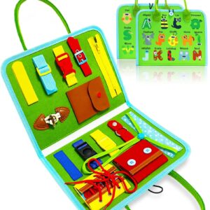 Exorany Busy Board, Montessori Toys Gifts for 1 2 3 4 Year Old Girls and Boys, Sensory Toys for Toddlers 1-3, Preschool Educational Toys Travel Activities, Learning Alphabet Animal Fine Motor Skills