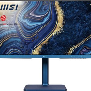 MSI Modern MD241P Ultramarine, 24" Monitor, 1920 x 1080 (FHD), IPS, 75Hz, TUV Certified Eyesight Protection, 5ms, HDMI, USB C, Tilt, Swivel, Height Adjustable, Pivot