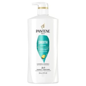 pantene pro-v smooth & sleek 2 in 1 shampoo & conditioner,17.9 fl oz pump bottle (pack of 3)