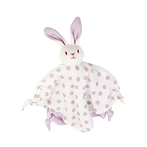 Under the Nile Organic Cotton Lavender Dot Baby Bunny Blanket Friend Lovey Toy, 10" Tall