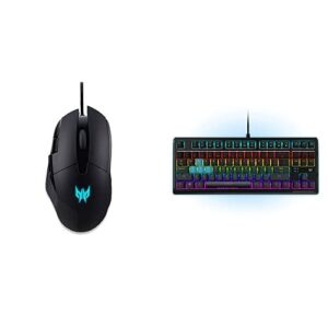 acer predator cestus 315 gaming mouse with pixart sensor, adjustable dpi & 8 buttons including burst fire with acer predator aethon 301 tkl gaming keyboard - gateron blue switches