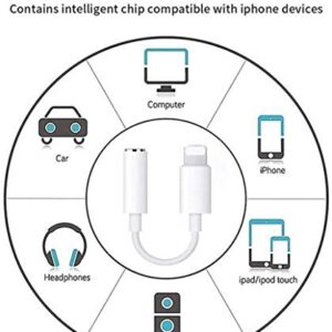 Lightning to 3.5 mm Headphone Jack Adapter,MFi Certified 2 Pack iPhone 3.5mm Jack Aux Dongle Cable Earphones Headphones Converter Compatible with iPhone 13/13 Pro/12 Pro/11/11 Pro/X XR XS 8 7 SE