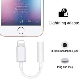 Lightning to 3.5 mm Headphone Jack Adapter,MFi Certified 2 Pack iPhone 3.5mm Jack Aux Dongle Cable Earphones Headphones Converter Compatible with iPhone 13/13 Pro/12 Pro/11/11 Pro/X XR XS 8 7 SE