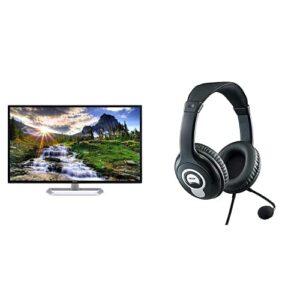 acer eb321hqu cbidpx 31.5" wqhd (2560 x 1440) ips monitor (display port, hdmi & dvi port),black wired headset with flexible omnidirectional mic, adjustable headband