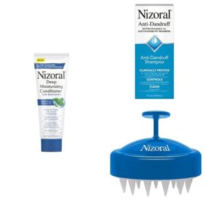 nizoral deep moisturizing conditioner 9.4 oz, anti-dandruff shampoo 7 fl oz scalp massager bundle