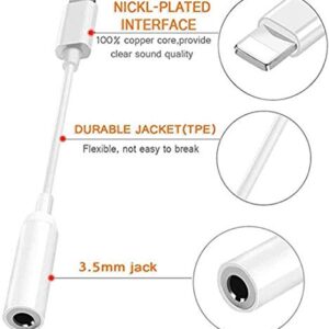 Lightning to 3.5 mm Headphone Jack Adapter,MFi Certified 2 Pack iPhone 3.5mm Jack Aux Dongle Cable Earphones Headphones Converter Compatible with iPhone 13/13 Pro/12 Pro/11/11 Pro/X XR XS 8 7 SE