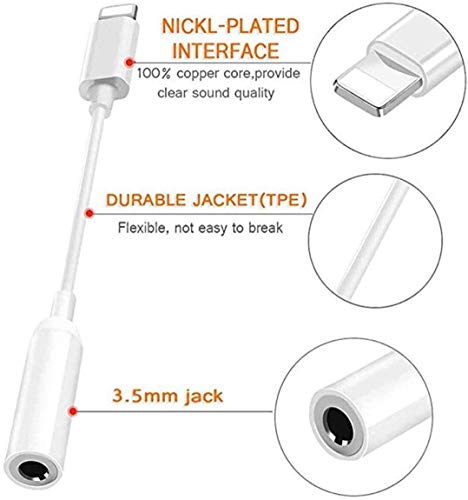 Lightning to 3.5 mm Headphone Jack Adapter,MFi Certified 2 Pack iPhone 3.5mm Jack Aux Dongle Cable Earphones Headphones Converter Compatible with iPhone 13/13 Pro/12 Pro/11/11 Pro/X XR XS 8 7 SE