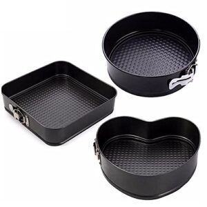 ekdspw 3pcs steel cake mold removable bottom round heart square baking molds mooncake cookie mold bakeware baking molds kitchen tools