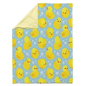 loxloy cute yellow ducks printed baby blanket for boys girls shower gifts, toddler newborn soft plush double layer blanket with dotted backing, unisex receiving blanket, 30 x 40 inch