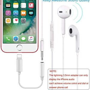 Lightning to 3.5 mm Headphone Jack Adapter,MFi Certified 2 Pack iPhone 3.5mm Jack Aux Dongle Cable Earphones Headphones Converter Compatible with iPhone 13/13 Pro/12 Pro/11/11 Pro/X XR XS 8 7 SE