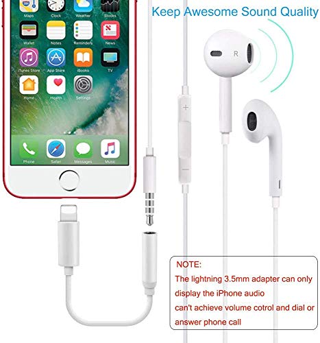 Lightning to 3.5 mm Headphone Jack Adapter,MFi Certified 2 Pack iPhone 3.5mm Jack Aux Dongle Cable Earphones Headphones Converter Compatible with iPhone 13/13 Pro/12 Pro/11/11 Pro/X XR XS 8 7 SE