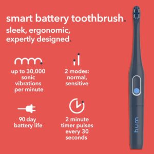 hum by Colgate Smart Rhythm Sonic Toothbrush Kit, Battery-Powered, Slate Grey