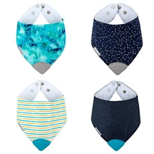 bazzle baby bandana bib teething bibs with teether corners for natural teething relief cotton & fleece soak up drool (tie dye)