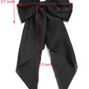 SUSULU Hair Bows for Women Oversized Black White Hair Bow Clips Big Hair Bow Long Tail Large Satin Silky Hair Ribbon Bow Clip Ponytail Hair Accessories for Adult Teens,Pack of 2