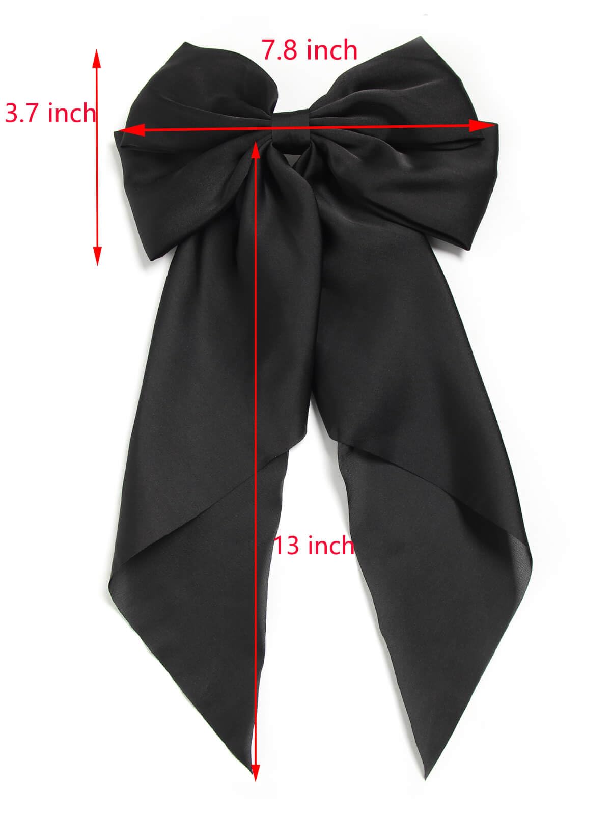 SUSULU Hair Bows for Women Oversized Black White Hair Bow Clips Big Hair Bow Long Tail Large Satin Silky Hair Ribbon Bow Clip Ponytail Hair Accessories for Adult Teens,Pack of 2