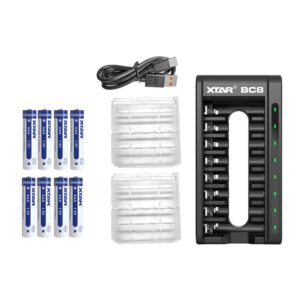 xtar bc8 battery charger rechargeable 1.5v aaa charger (bc8 charger+8*1.5v aaa batteries)