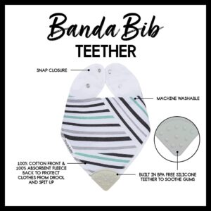 Bazzle Baby Bandana Bib Teething Bibs with teether corners for Natural Teething Relief Cotton & Fleece Soak Up Drool (Black and White)