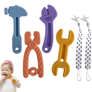 Chuya Baby Teether Toys, Baby Chew Toy for Babies 3-12 Months, Baby Teething Toys Teethers Teething Relief for Infant Toddlers, Hammer Wrench Toys Easy to Hold Silicone BPA-Free (4 Pack)